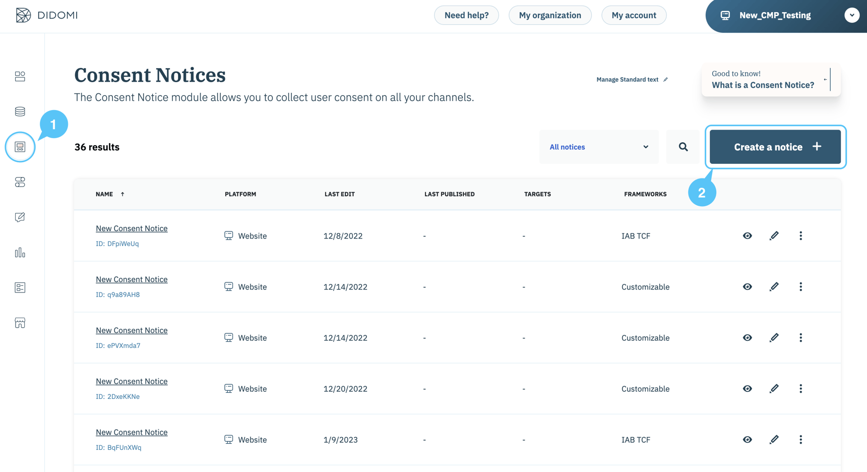 Create a consent notice for your mobile application (mobile sdk)
